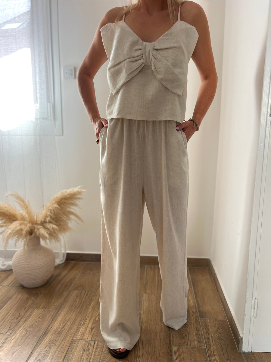 LA COMBIPANTALON EN LIN BEIGE – LILIESHOP